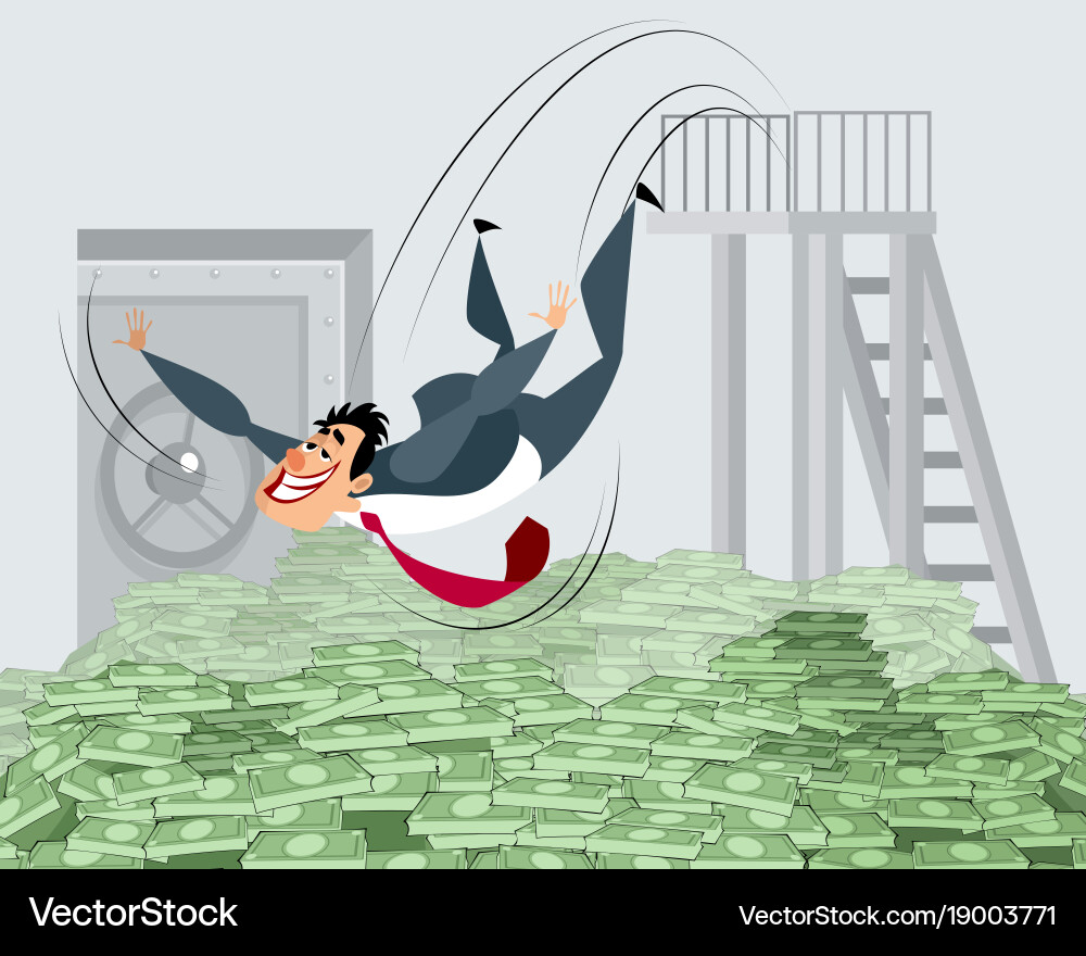 Businessman bathing in money Royalty Free Vector Image