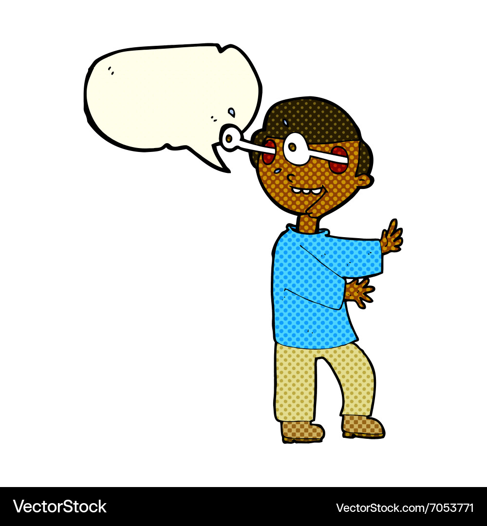 Cartoon boy with popping out eyes speech Vector Image