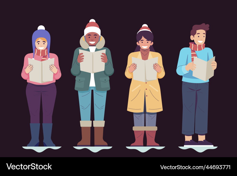 Choir people singing christmas carol design Vector Image