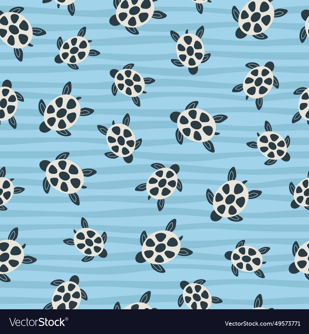 Cute turtle seamless pattern simple print Vector Image