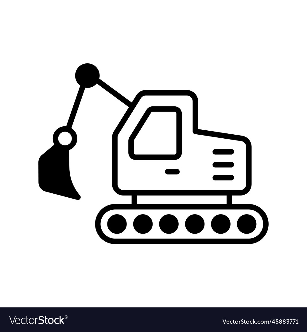 Excavator solid icon style Royalty Free Vector Image