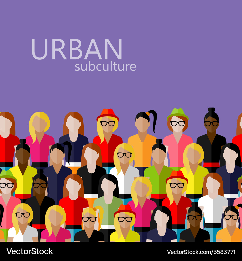 Flat of female community with a large group Vector Image