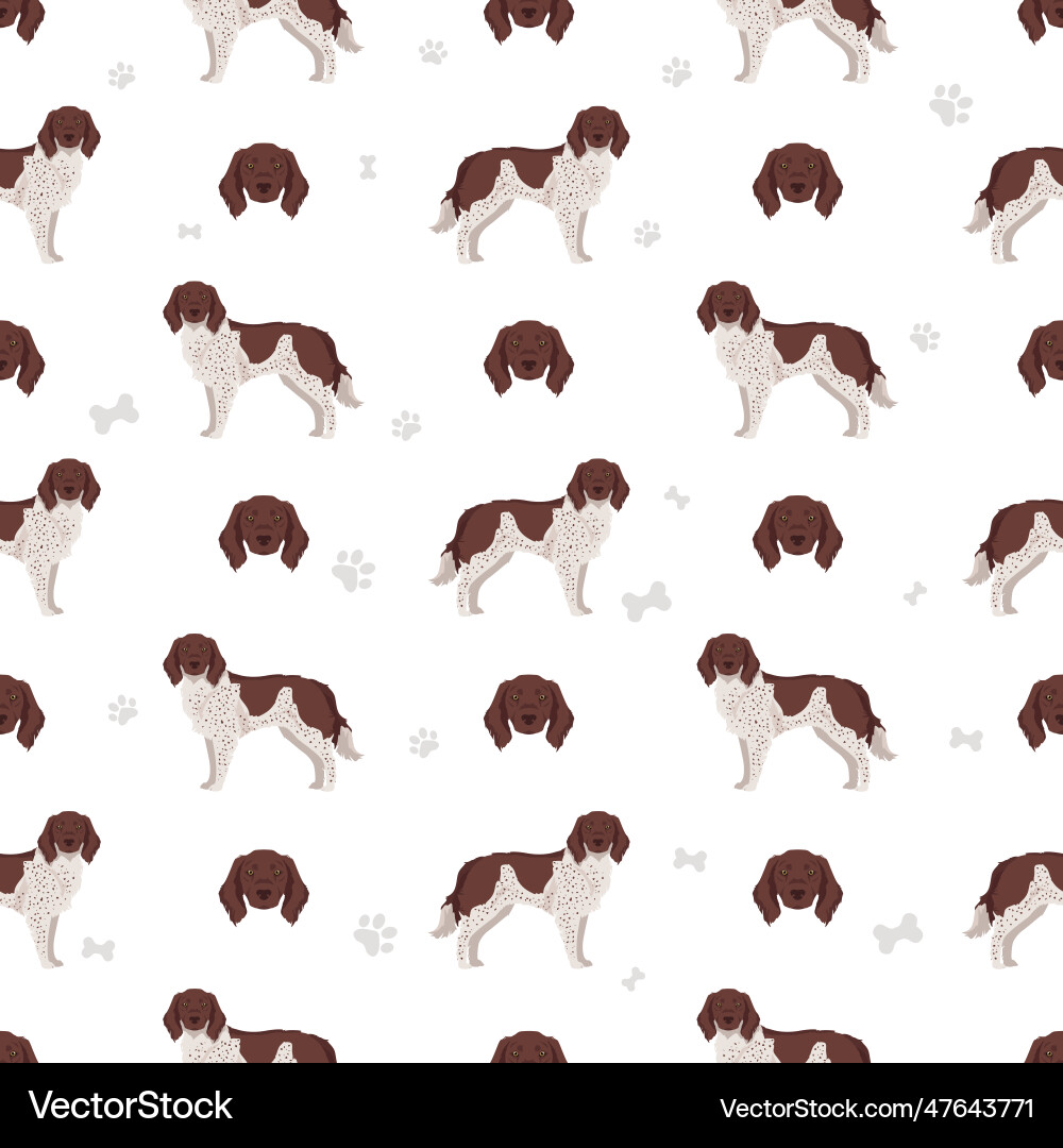 German longhaired pointer seamless pattern Vector Image