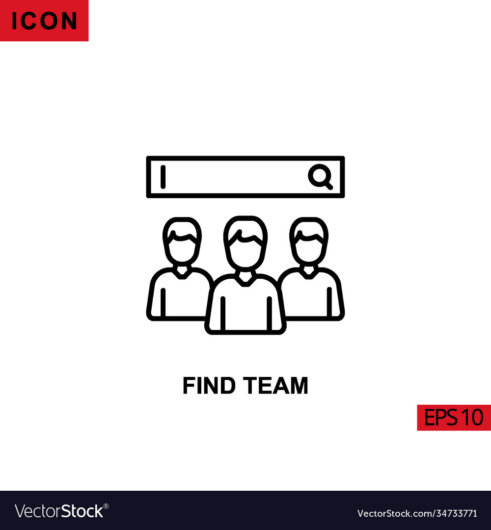 Icon find team with template web outline line Vector Image