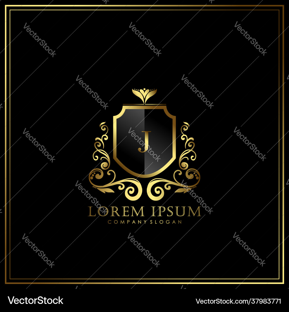 J initial letter luxury logo template in art Vector Image