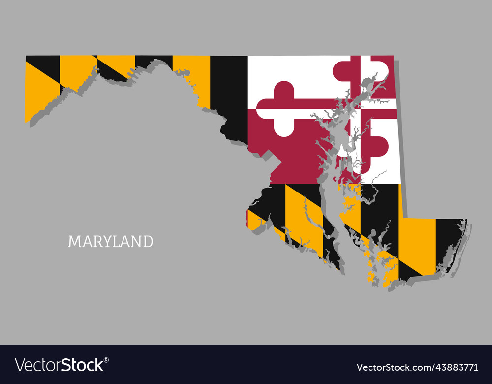 Map of maryland usa federal state with flag inside Map of maryland usa federal state with flag inside