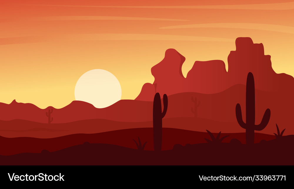 Mexican texas or arisona desert nature at sunset Vector Image