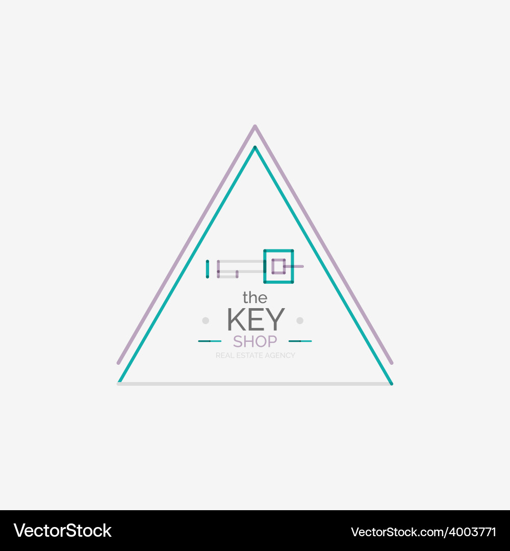 Minimal line design shopping stamps key Royalty Free Vector