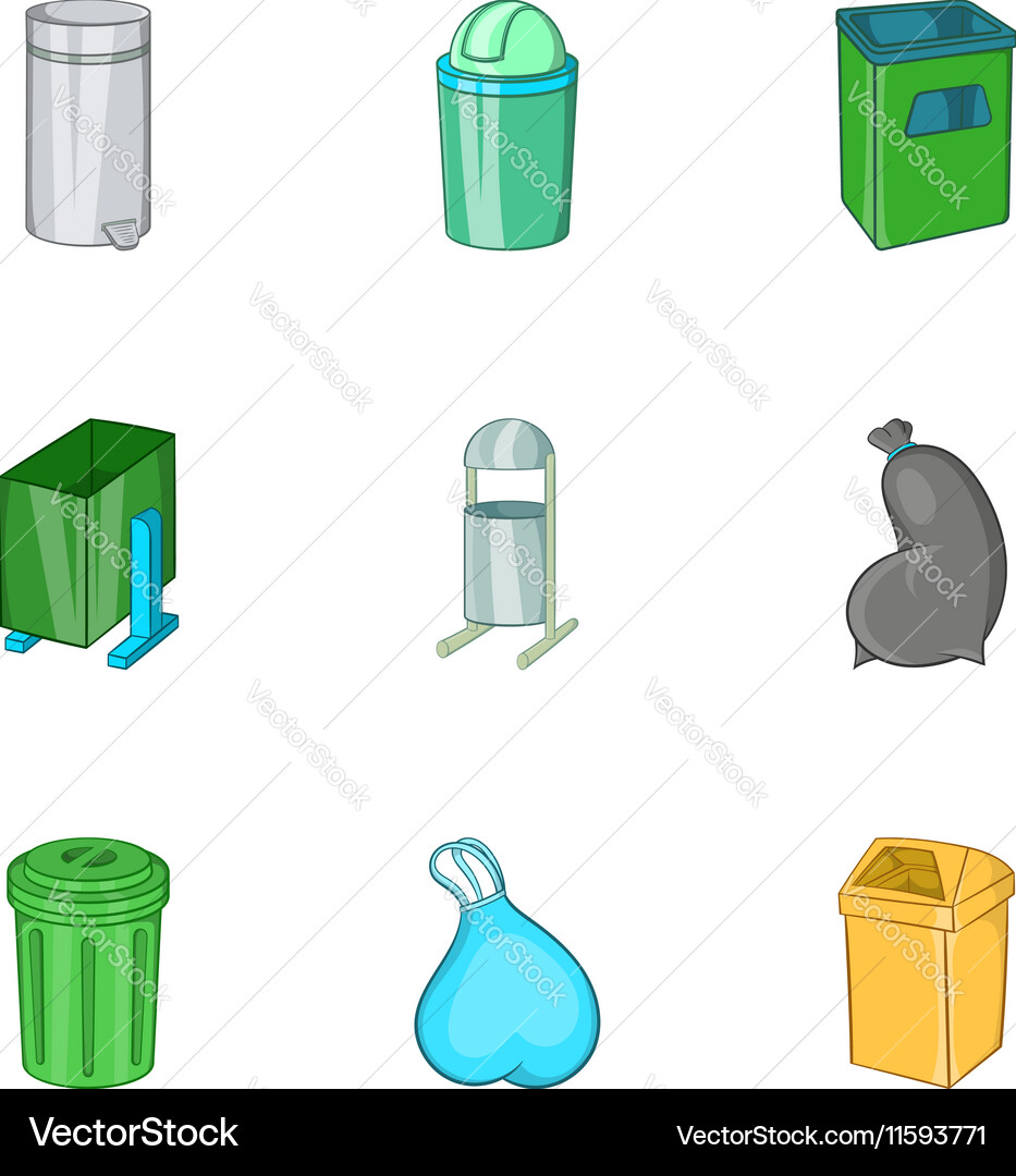 Scum icons set cartoon style Royalty Free Vector Image