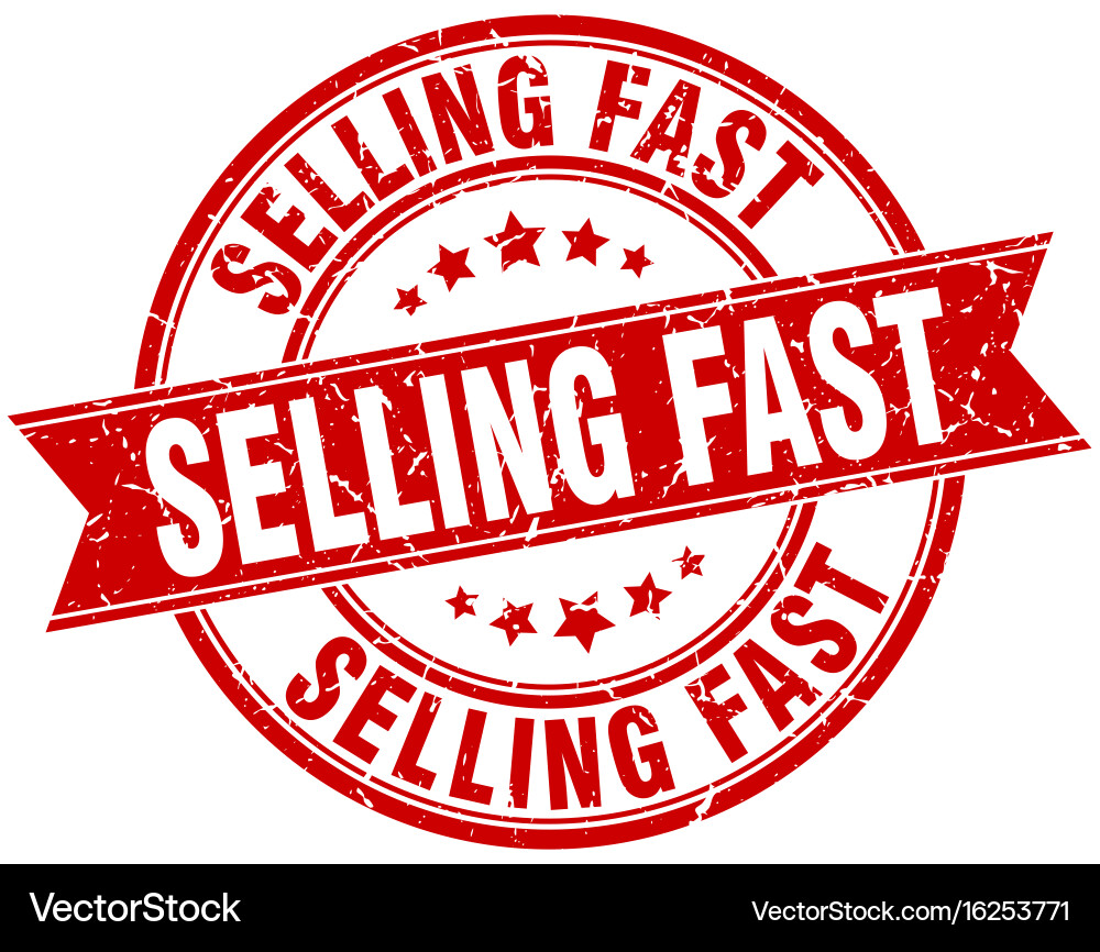 Selling fast round grunge ribbon stamp Royalty Free Vector