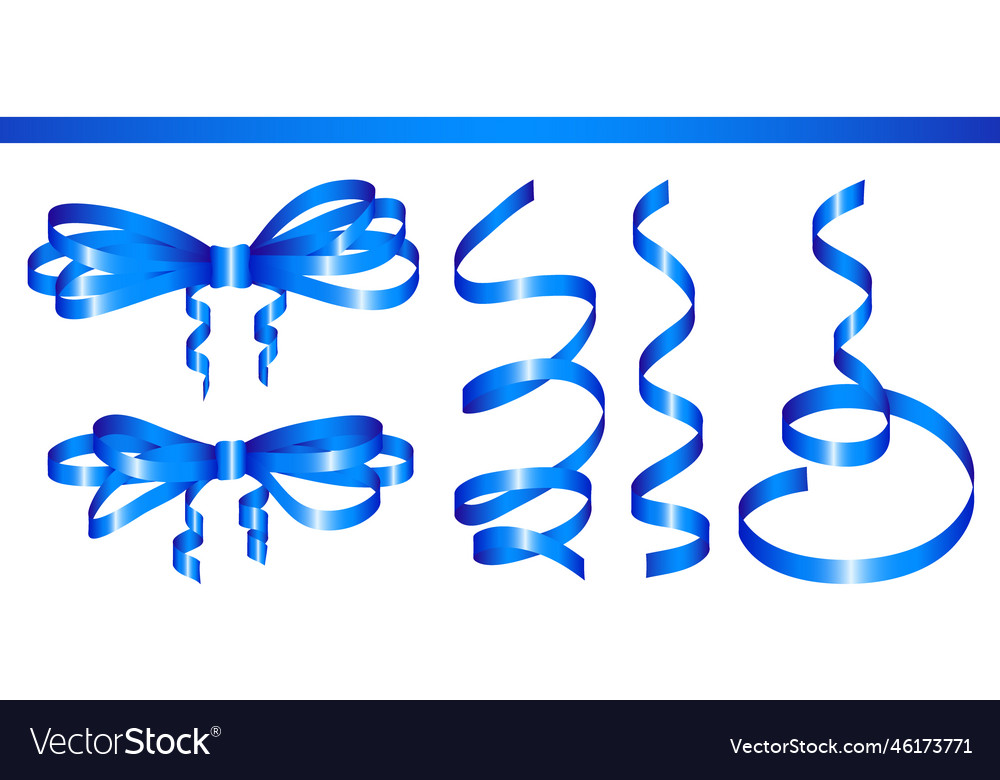 Set of blue holiday ribbon Royalty Free Vector Image