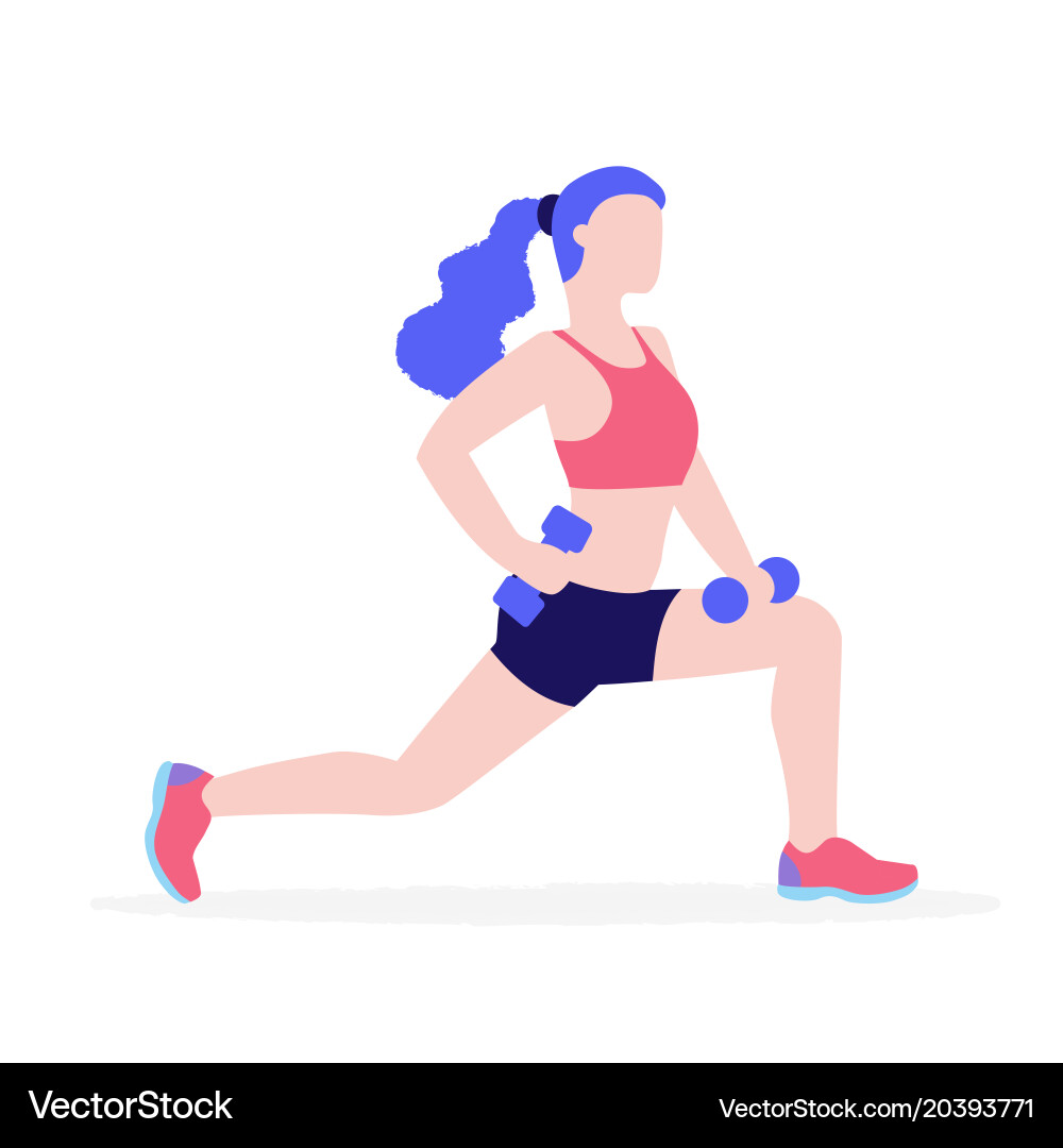Woman doing physical exercises with dumbbells Vector Image