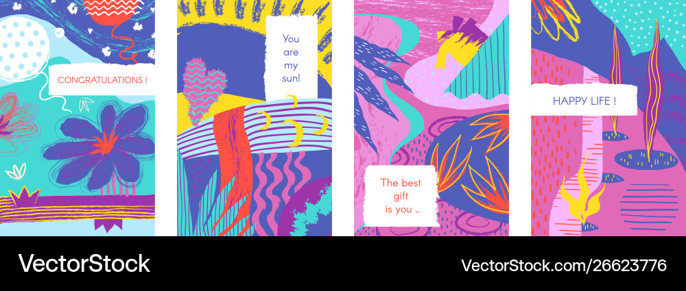 Abstract brush posters trendy pastel brash Vector Image