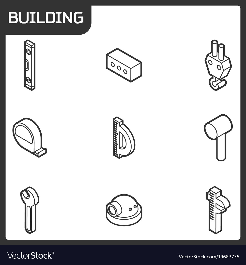 Building outline isometric icons Royalty Free Vector Image