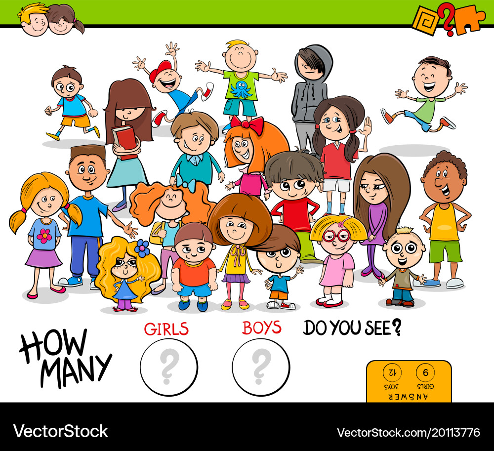 Counting girls and boys educational activity Vector Image