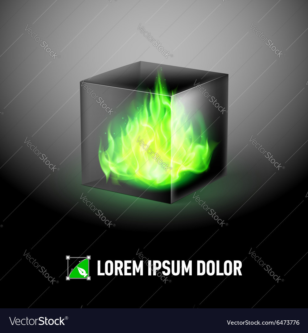 Cube with fire flames Royalty Free Vector Image