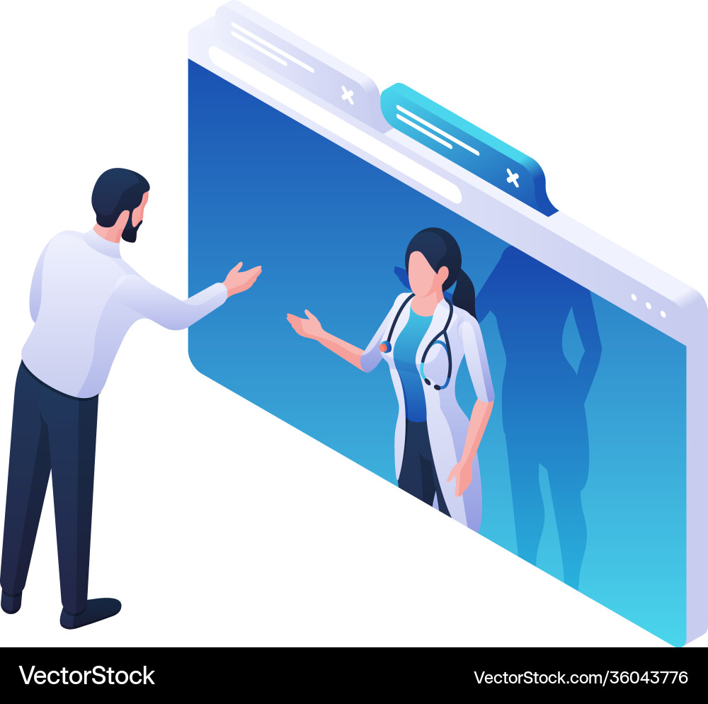 Doctors online advice and guidance isometric Vector Image