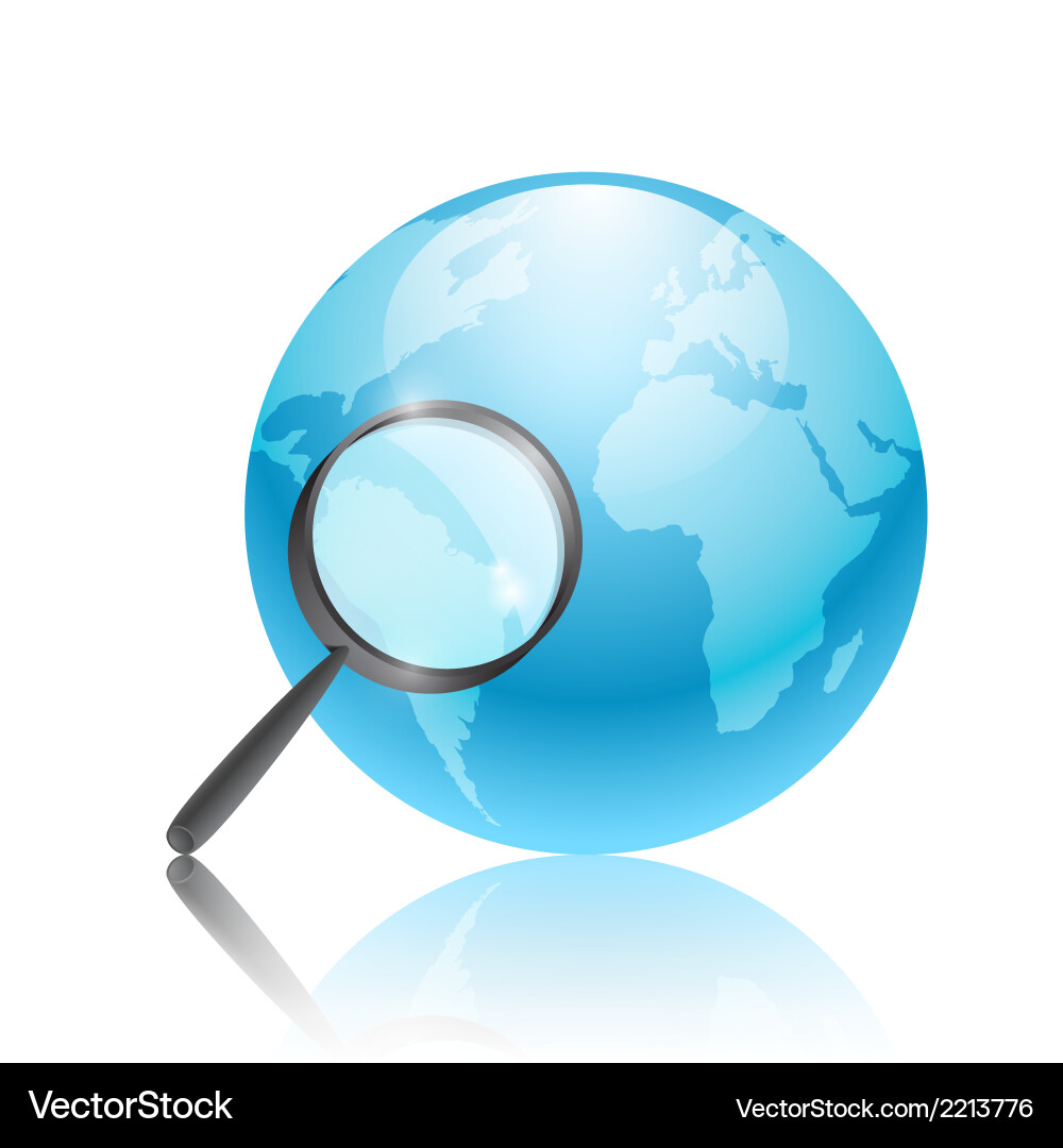 Earth with magnifying lens on a white background Vector Image