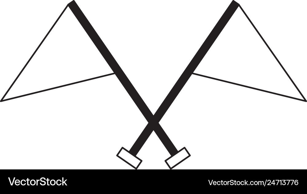 Flags markers with crossed sticks isolated icon Vector Image