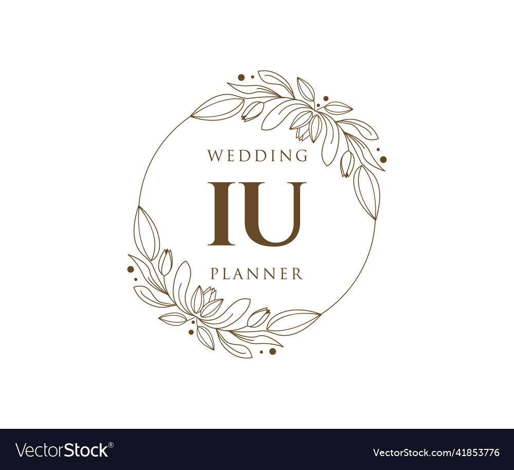 Iu initials letter wedding monogram logos Vector Image