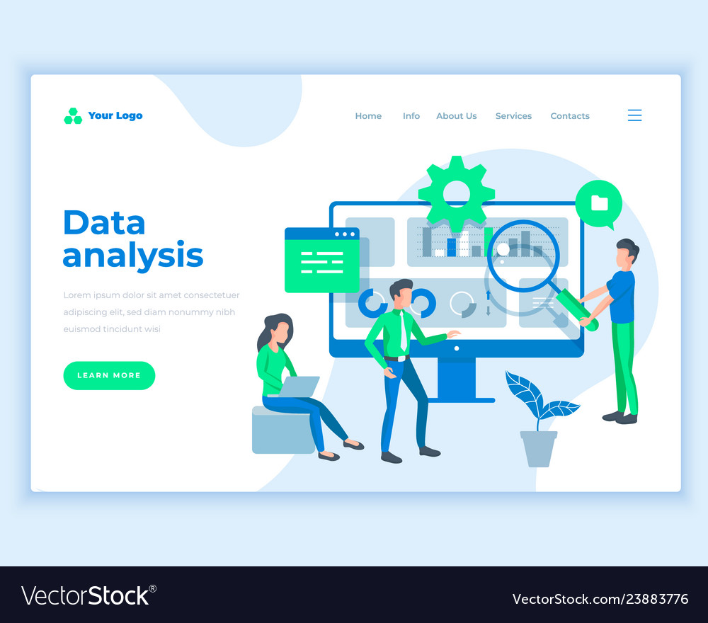 Landing Page Template Data Analysis Concept Vector Image