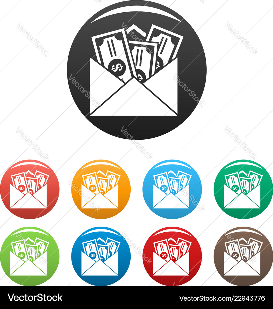 Money corruption icons set color Royalty Free Vector Image
