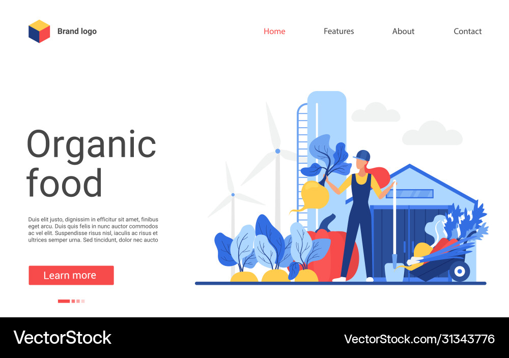 Organic eco food website Royalty Free Vector Image