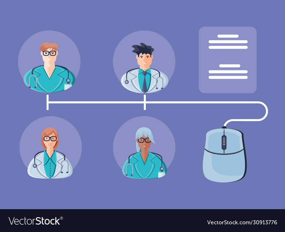 Poster with online healthcare and technology Vector Image