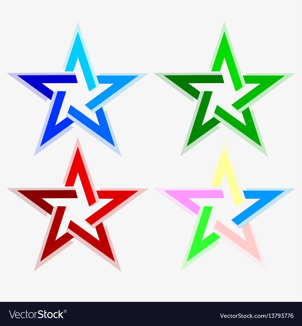 Star abstract look of different colors set Vector Image