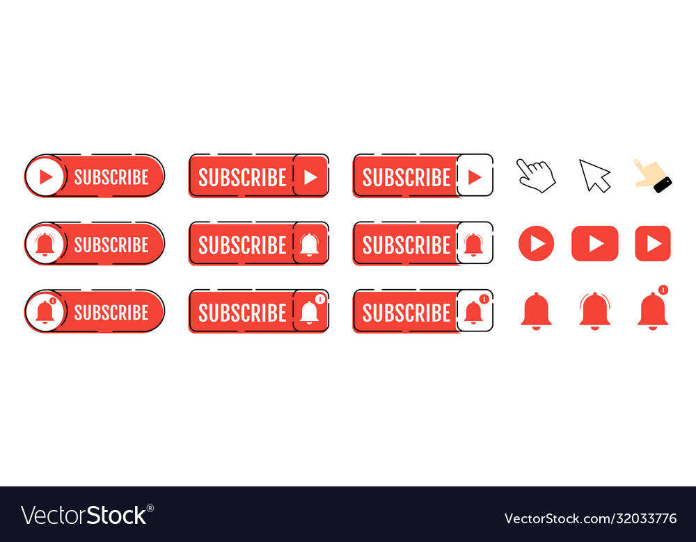Subscribe call button and hand cursor red Vector Image