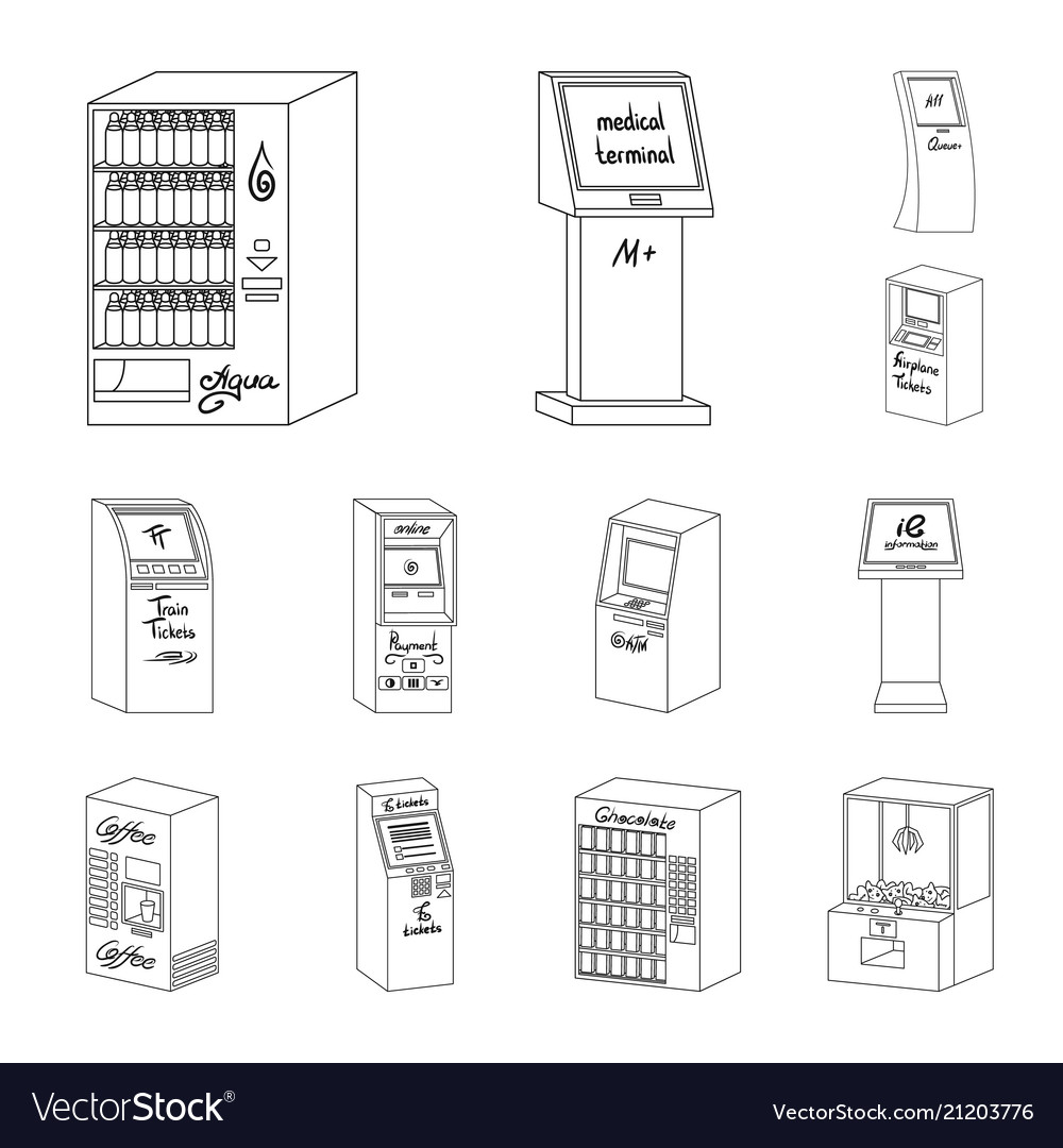 Variety of terminals outline icons in set Vector Image