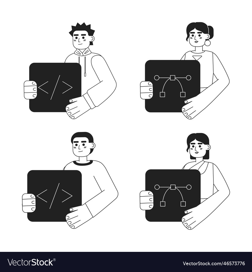 Web development careers black and white concept Vector Image