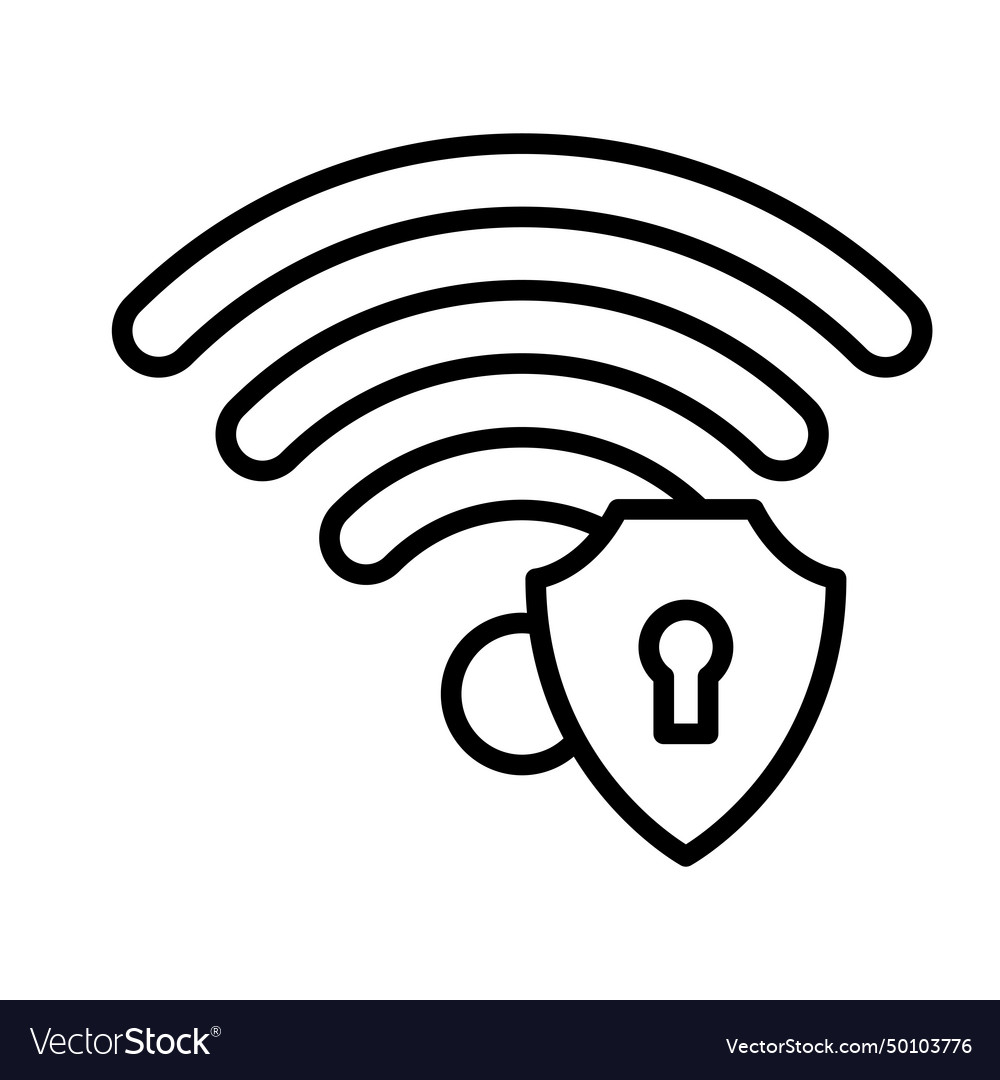 Wifi security icon with black outline Royalty Free Vector