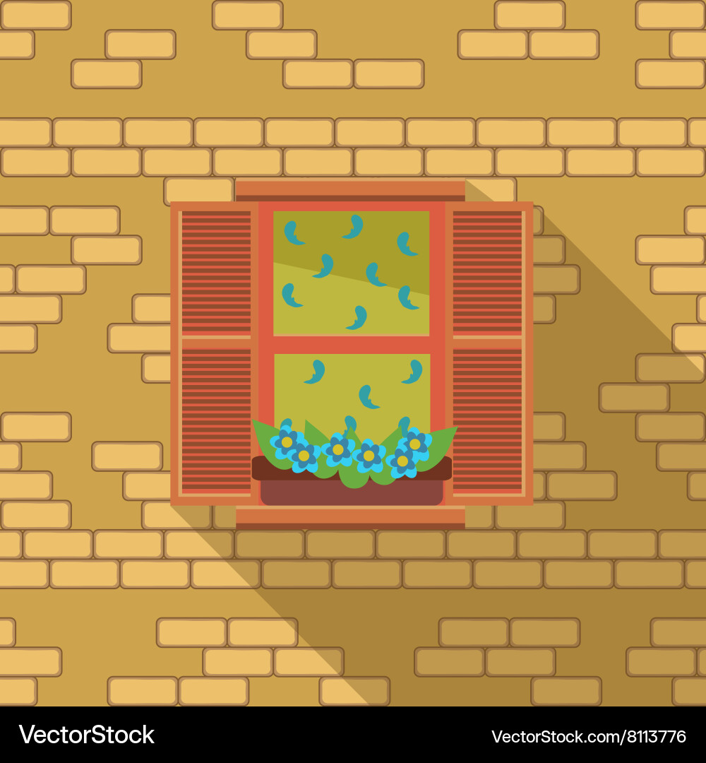 With a vintage window and air-conditioner Vector Image