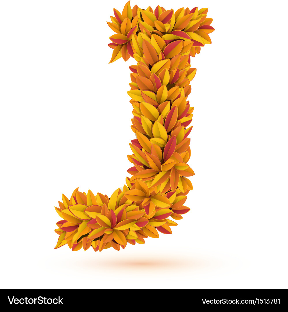 Autumn fall bright orange leaves letter Royalty Free Vector