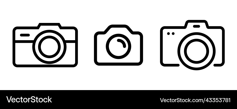 Camera line icon stroke photo outline logo Vector Image