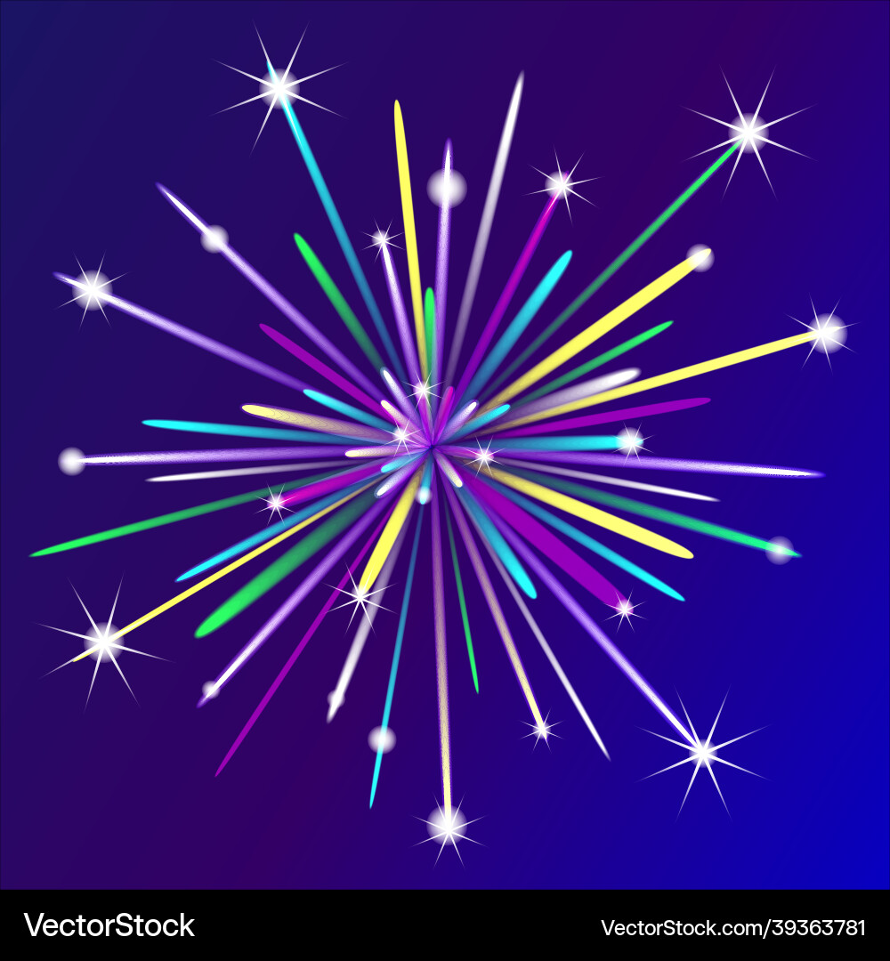 Colorful fireworks on a dark blue background Vector Image