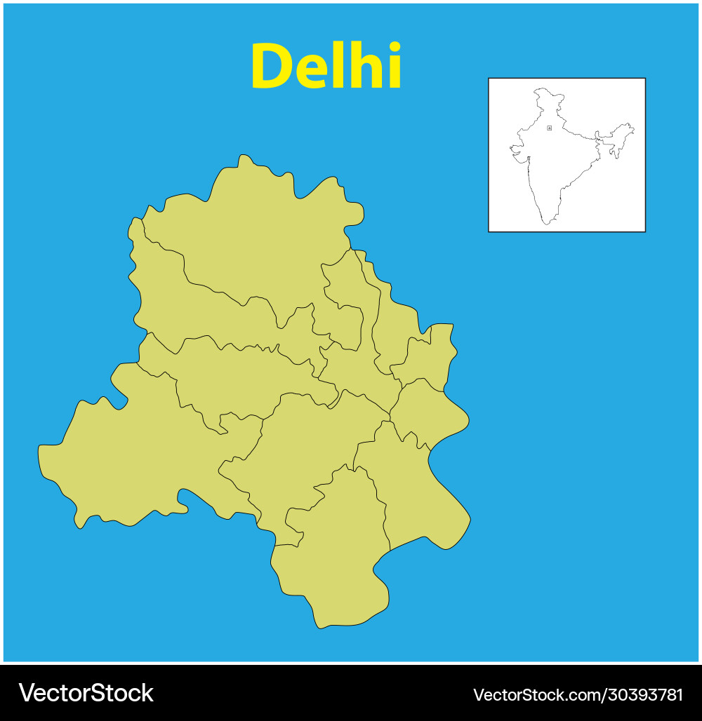 Delhi map with forest backgrounddelhi map in 2020 Vector Image