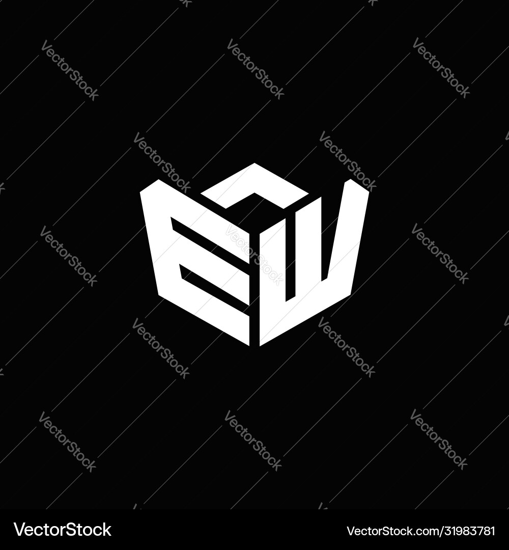 Ew logo monogram with emblem style ribbon design Vector Image