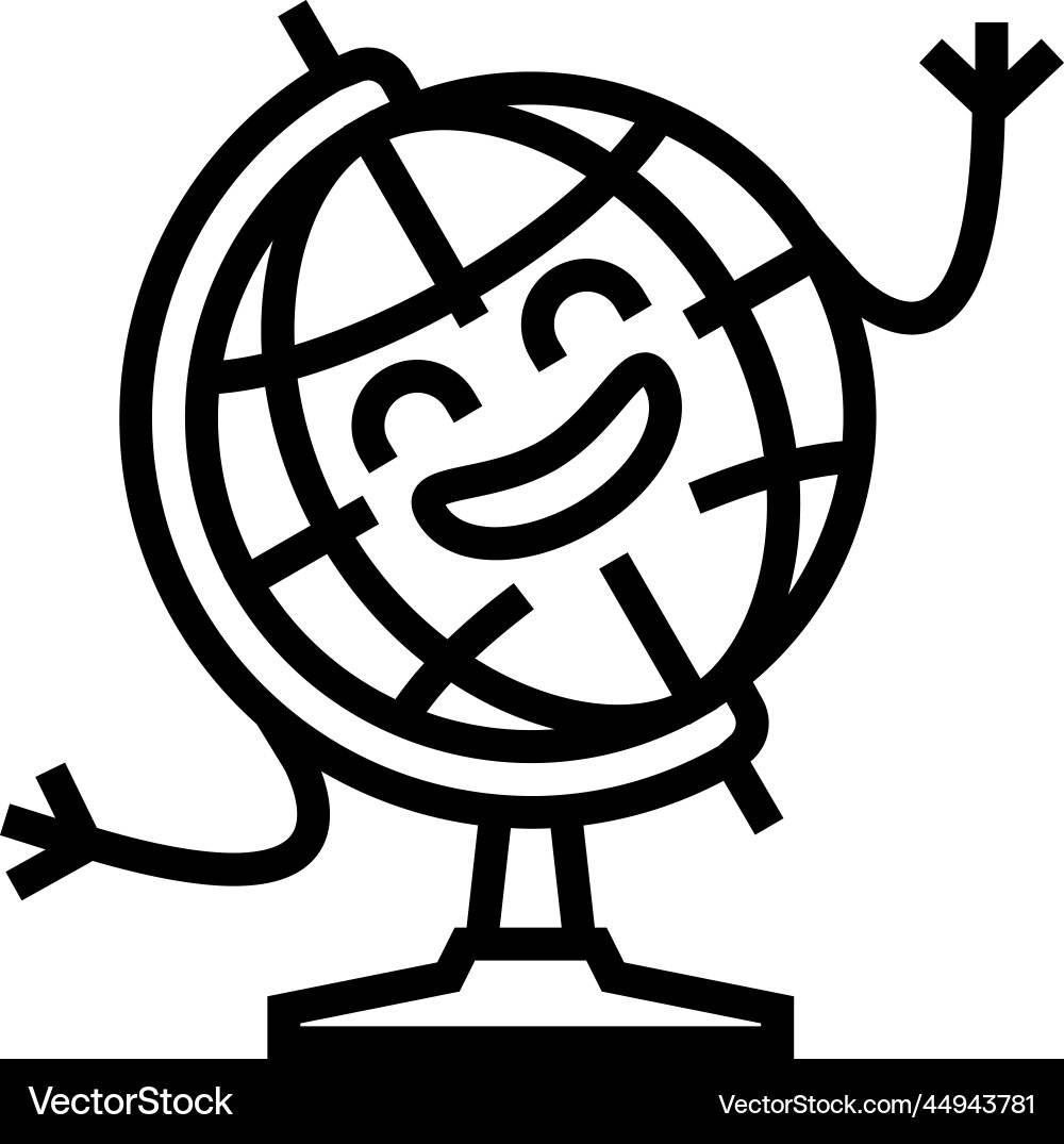 Globe stationery character line icon Royalty Free Vector