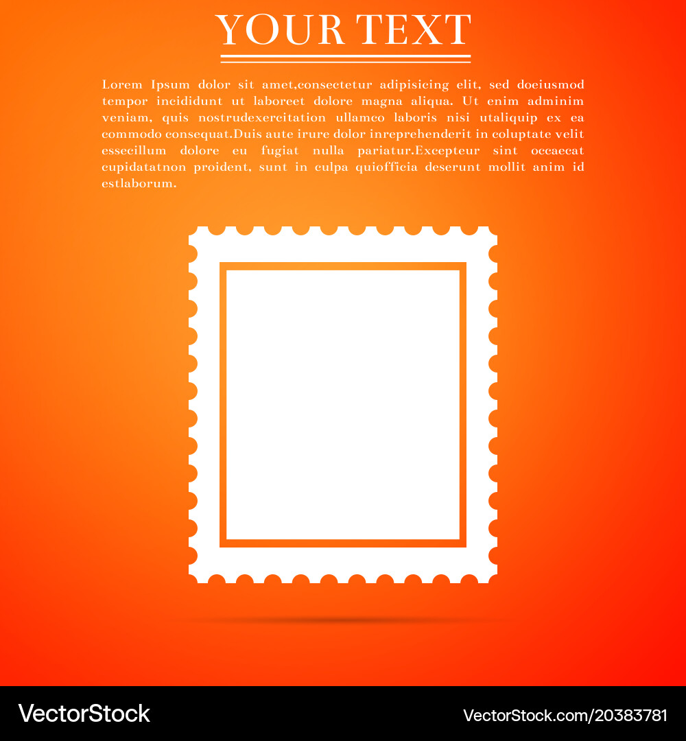 Postal stamp icon isolated on orange background Vector Image