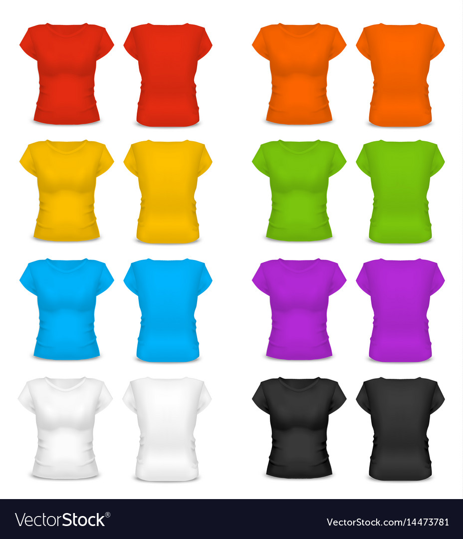 Realistic Template Blank Color Woman T Shirt Vector Image
