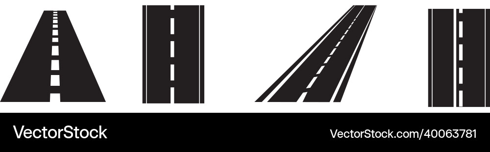 Road icons set highway symbol Royalty Free Vector Image