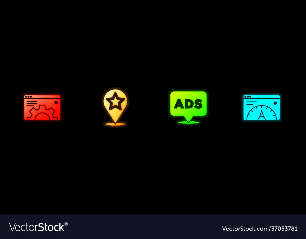 Set browser setting map pointer with star Vector Image