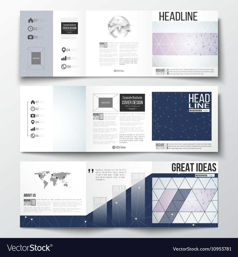 Set of tri-fold brochures square design templates Vector Image