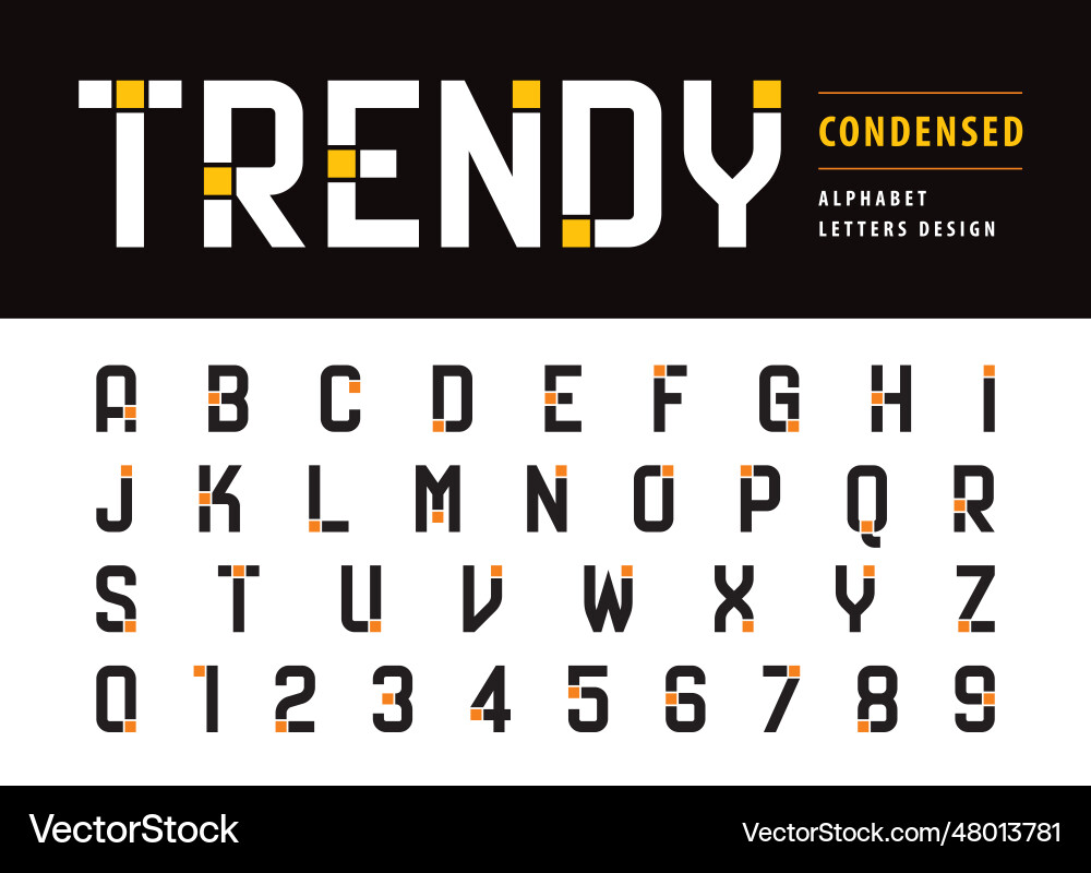 Trendy modern alphabet letters and numbers Vector Image