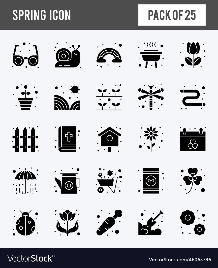 25 spring glyph icon pack Royalty Free Vector Image