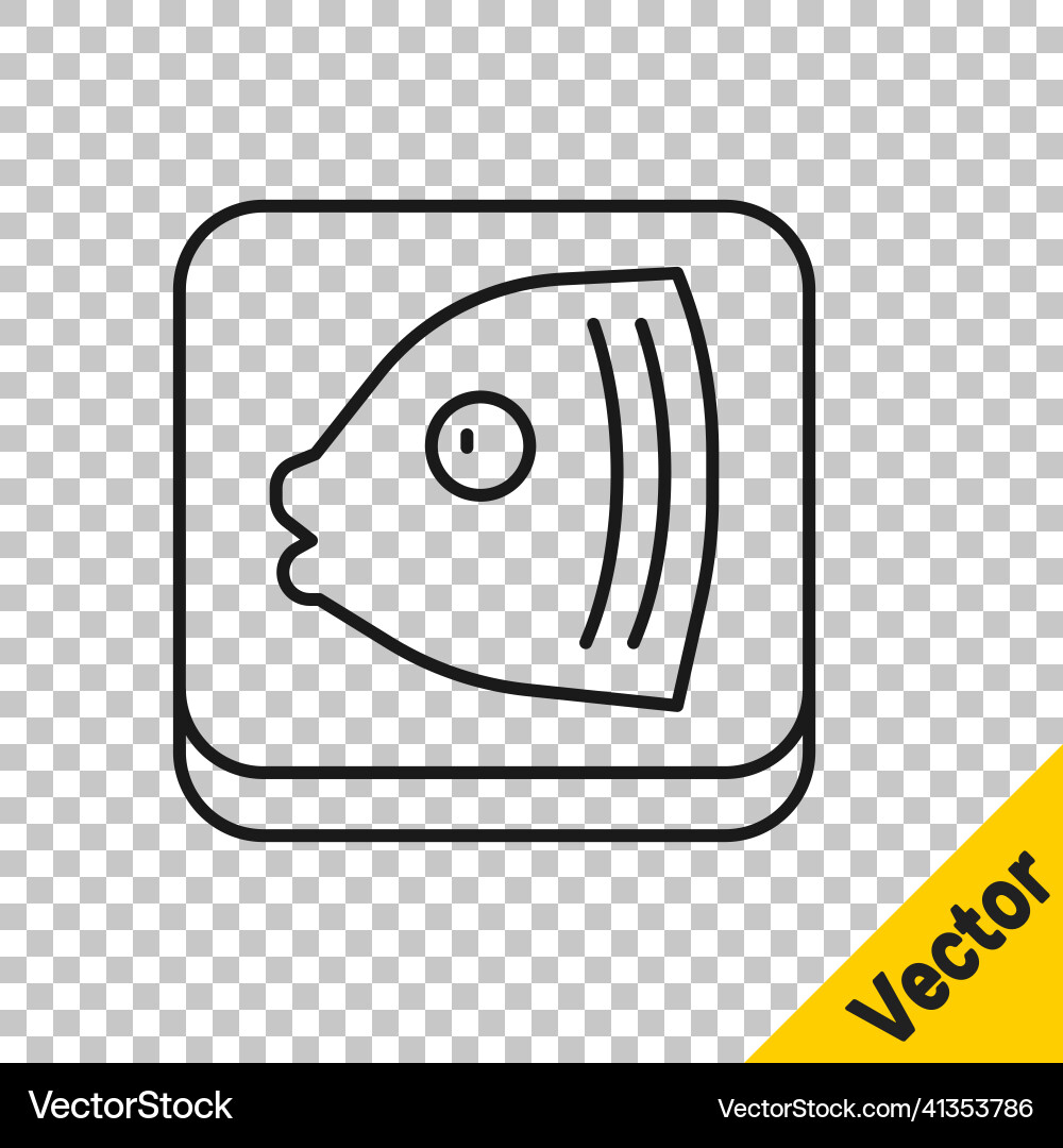 Black line fish head icon isolated on transparent Vector Image