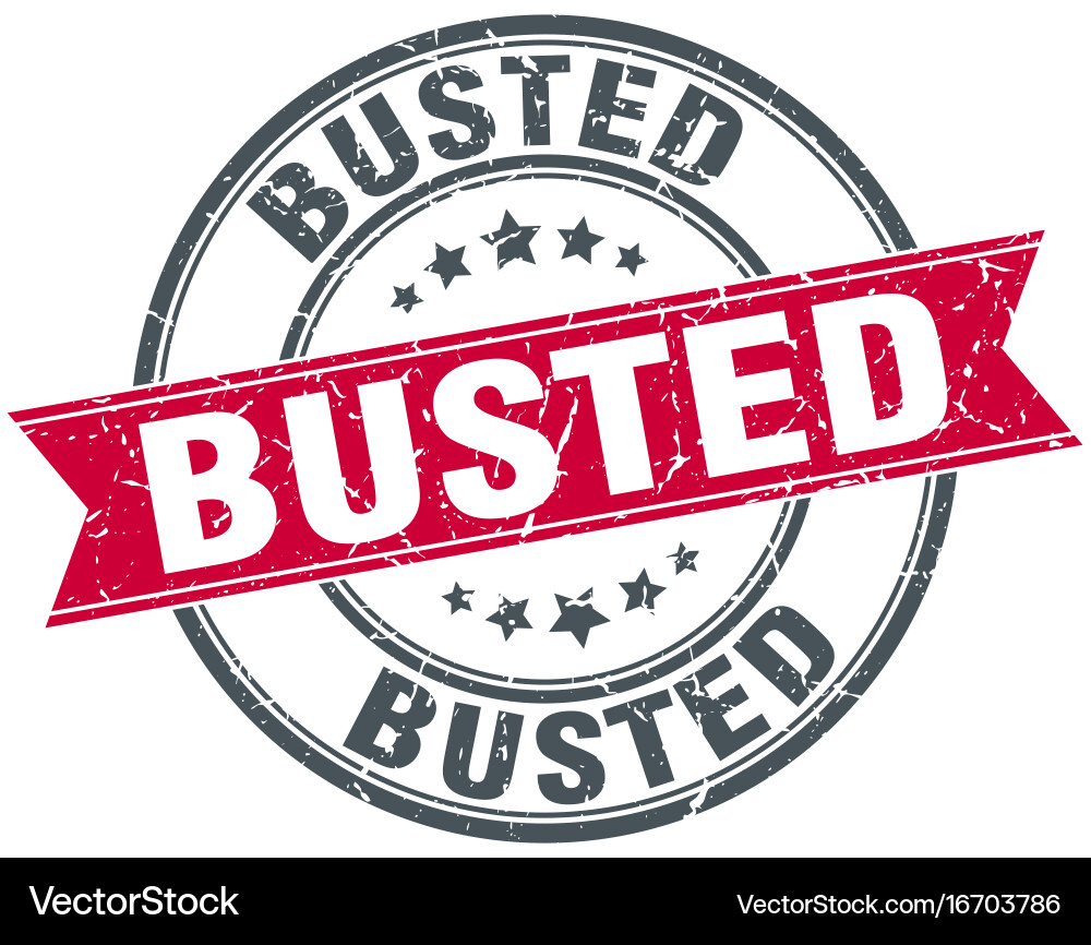 Busted round grunge ribbon stamp Royalty Free Vector Image