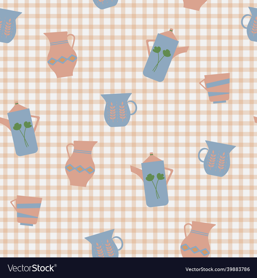 Ceramic kitchenware seamless pattern modern Vector Image